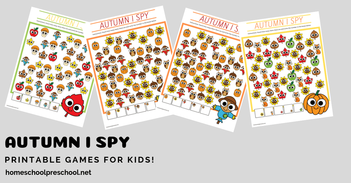 Autumn I Spy Preschool Game - Homeschool Preschool