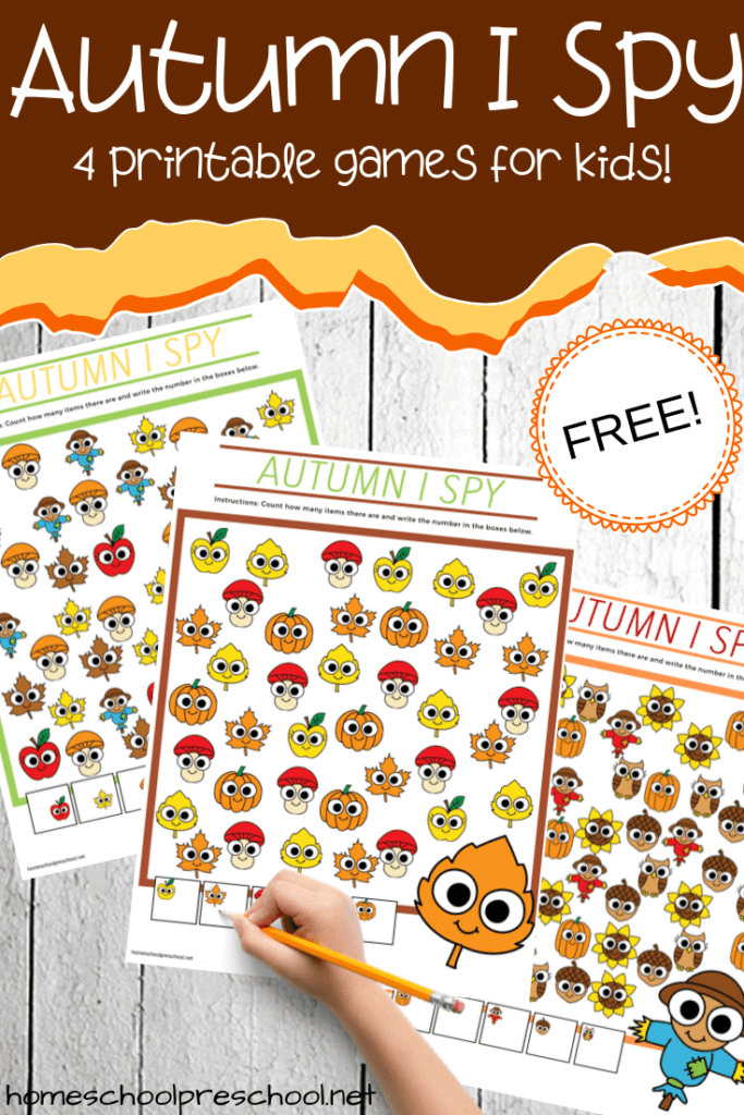 Autumn I Spy Preschool Game - Homeschool Preschool