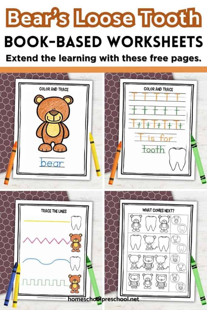 Printable Bear's Loose Tooth Book Activities for Preschool