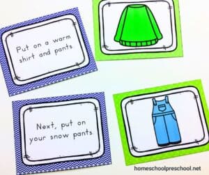 Free Dressing for Winter Sequencing Activity for Preschoolers