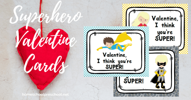 Free Printable Superhero Valentines Day Cards for Kids