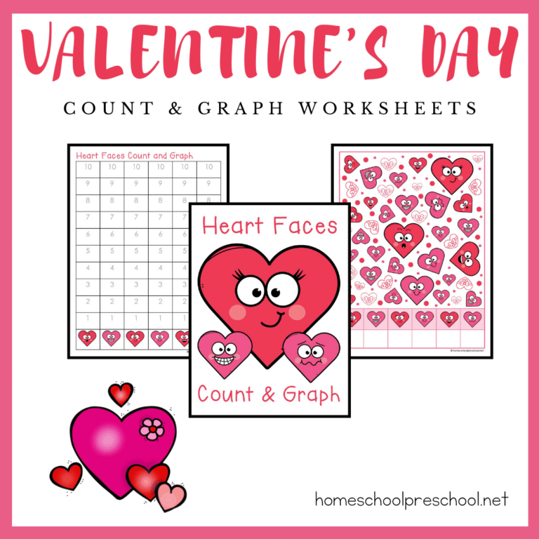 Free Printable Valentine Heart Count and Graph Activity
