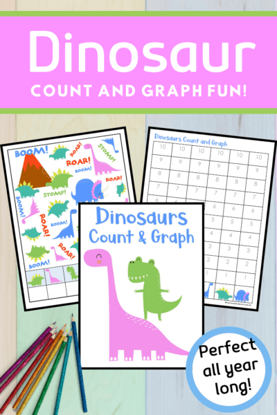 Printable Dinosaur Count and Graph Worksheets for Preschool