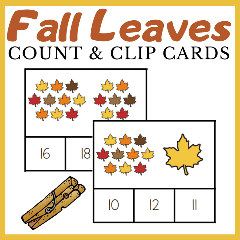 Free Printable Leaf Counting Clip Cards Numbers 1-20