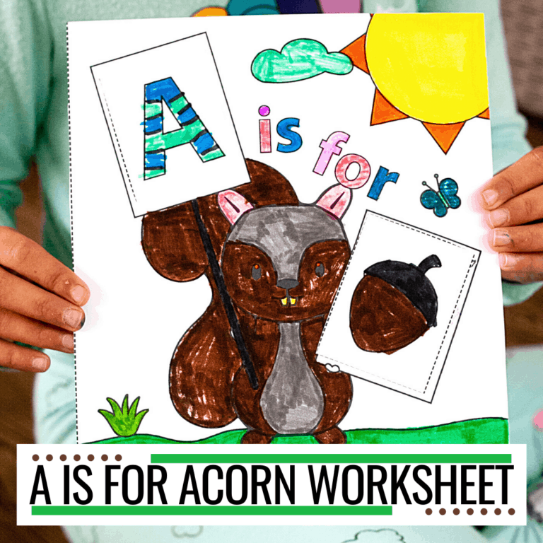 Printable A is for Acorn Activity for Preschoolers