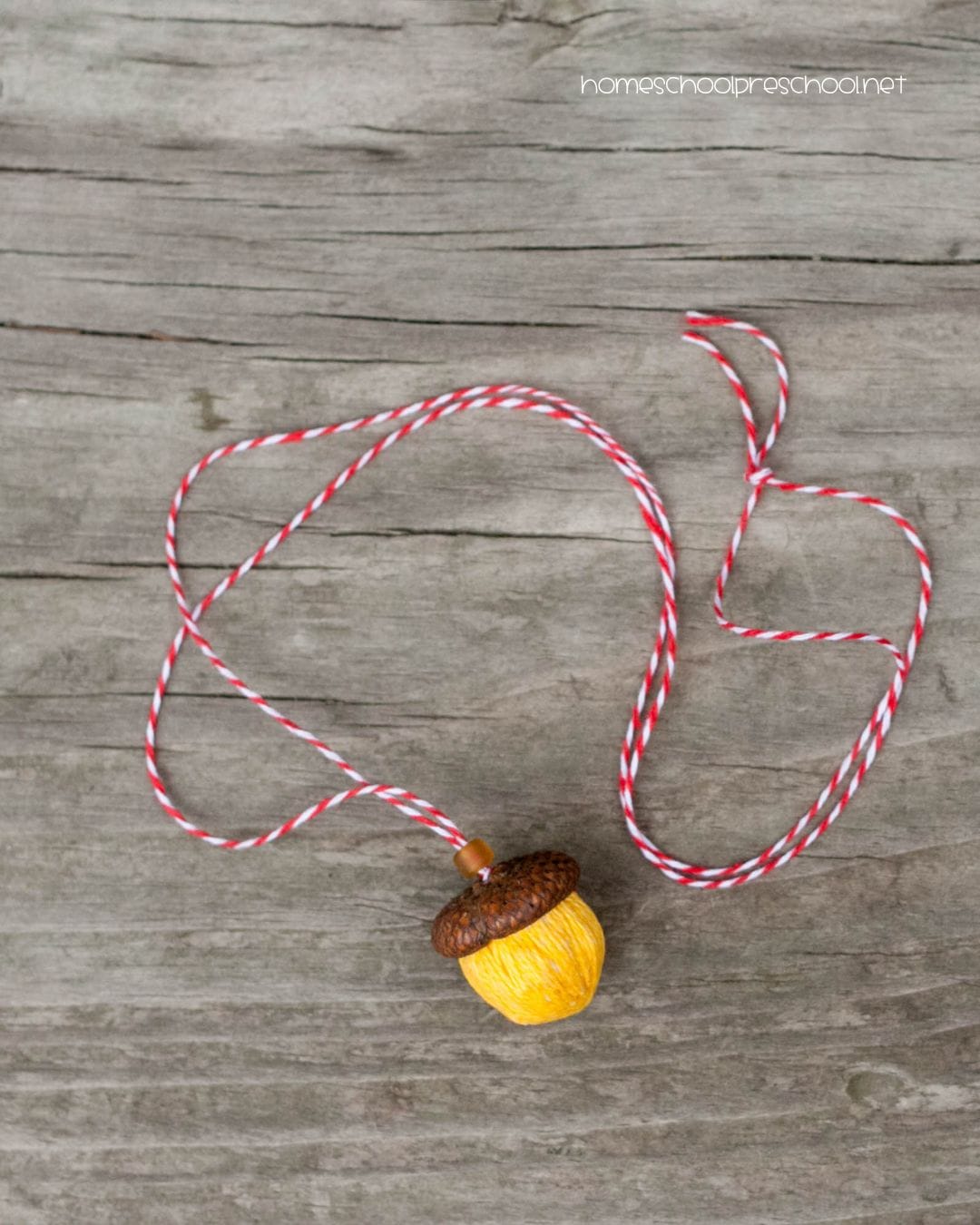 Acorn Necklace Craft for Preschoolers | Fine Motor Fall Activity