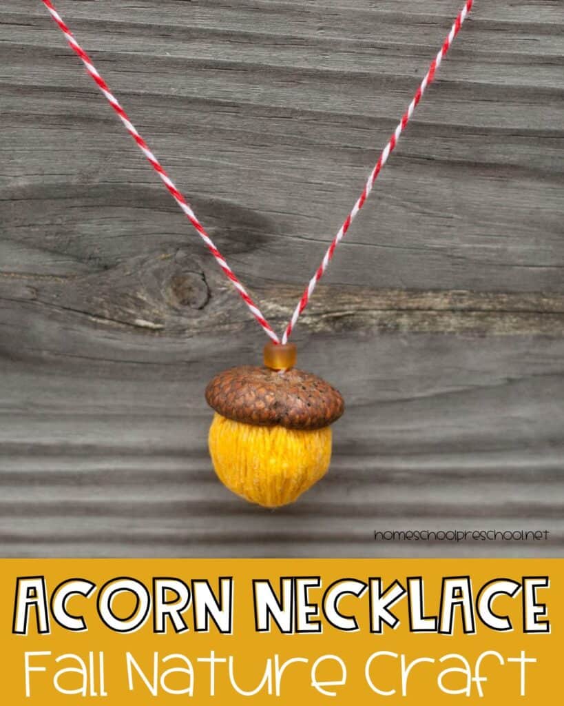 Acorn Necklace Craft for Preschoolers | Fine Motor Fall Activity