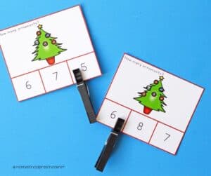 Christmas Count and Clip Cards for Preschool Math Practice