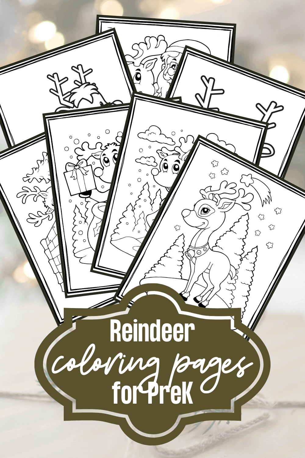 Printable Reindeer Christmas Coloring Pages for Kids
