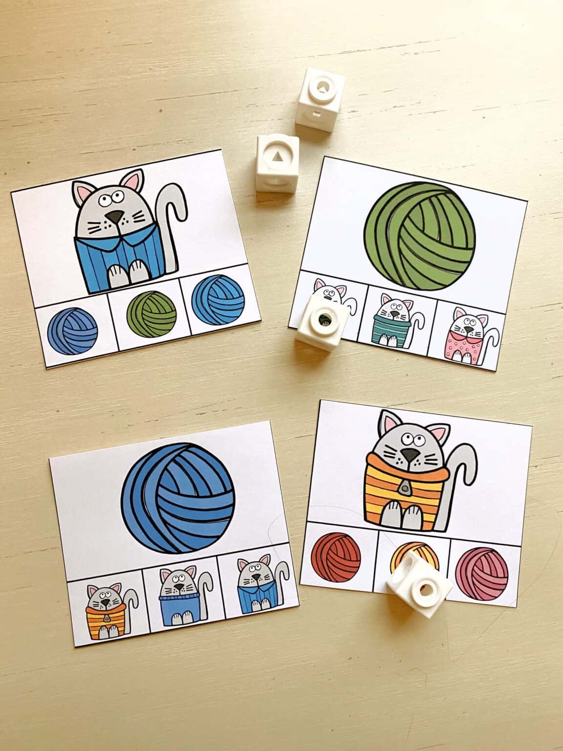Cat Color Matching Printables for Preschoolers