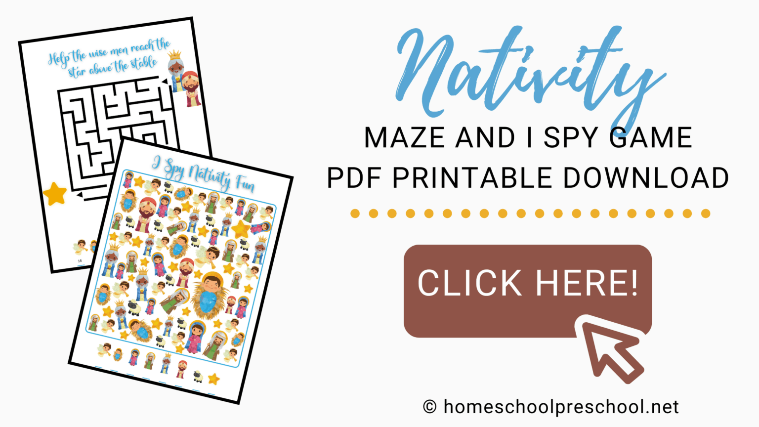 Preschool Nativity Activities Maze and I Spy Game