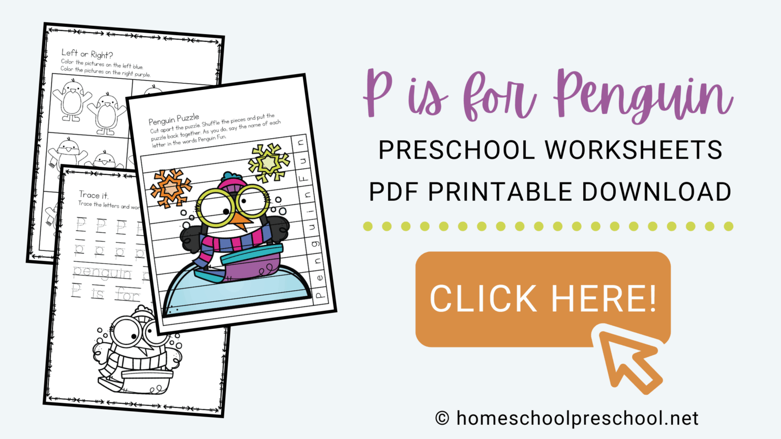 P is for Penguin Worksheets for Preschoolers