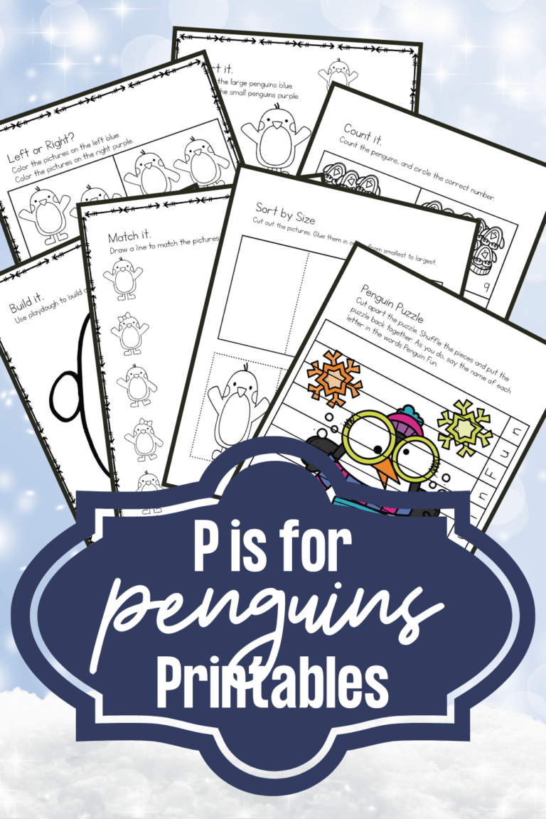 P is for Penguin Worksheets for Preschoolers