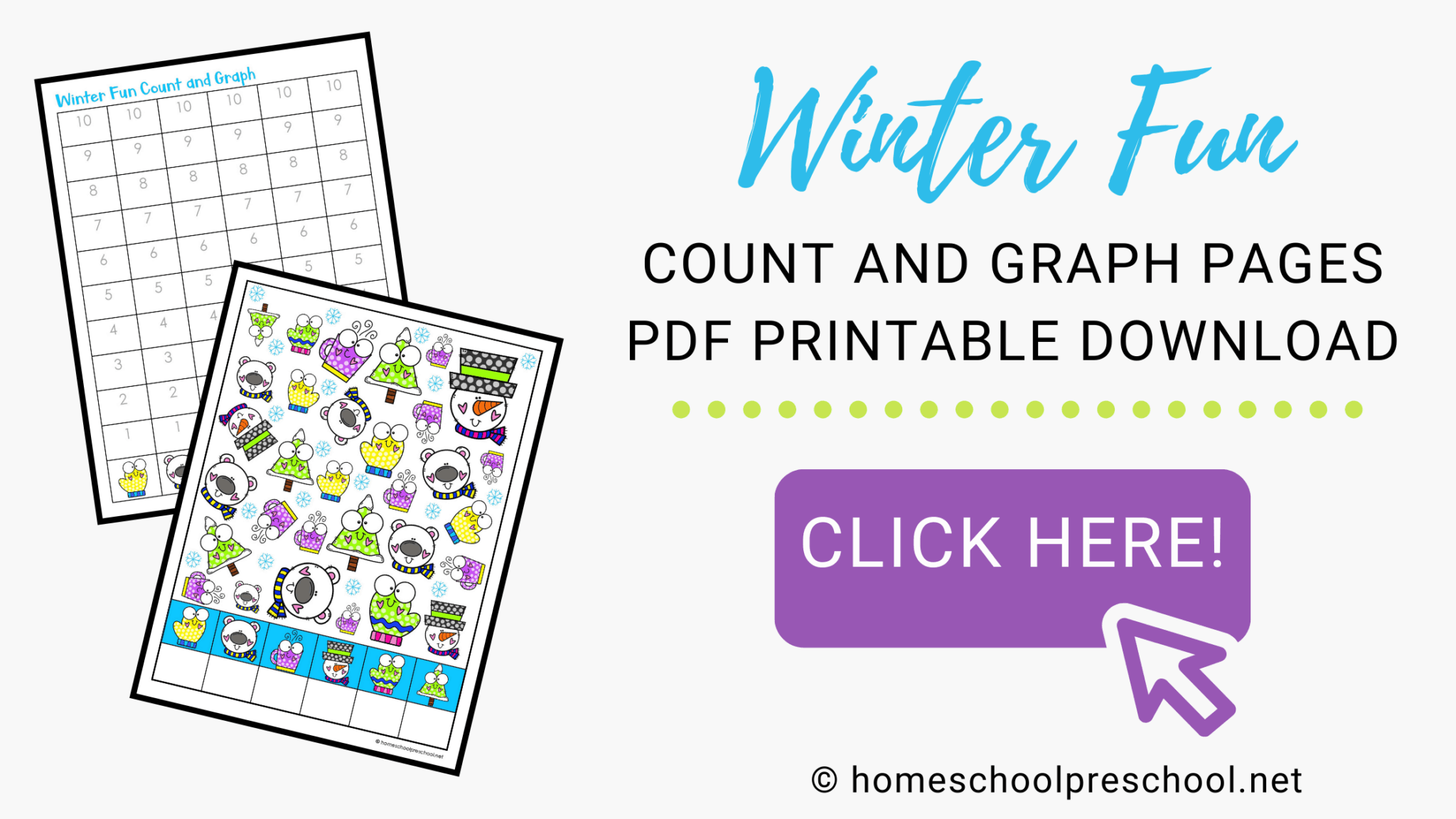 Printable Winter Fun Count and Graph Worksheets