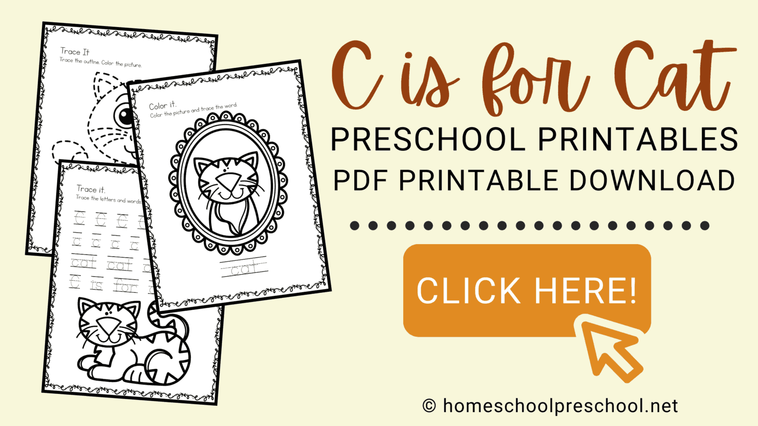 C is for Cat Preschool Printables