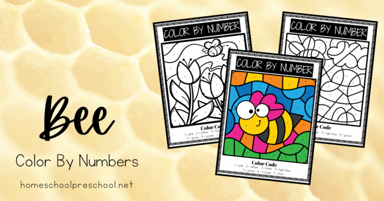 Color By Number Bee Worksheets for Preschoolers