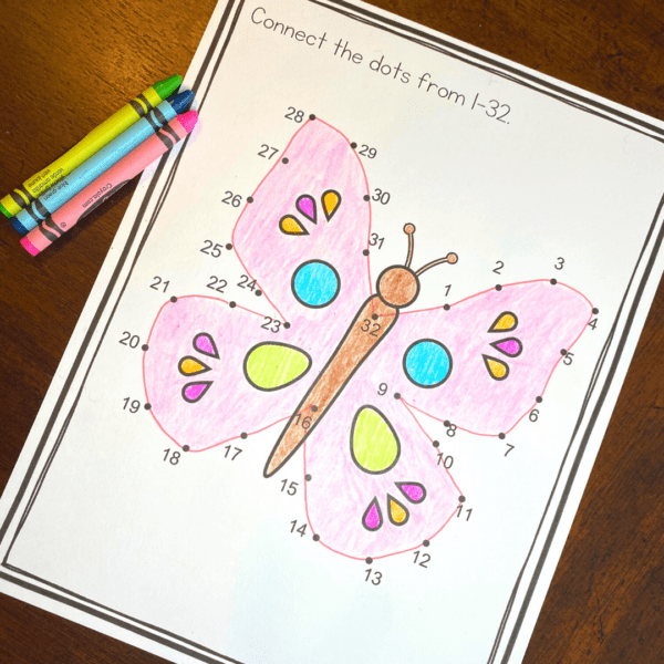 Printable Butterfly Dot to Dot Worksheets for Preschoolers