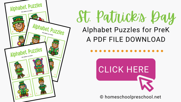 Printable St Patricks Day Alphabet Puzzles for Preschool