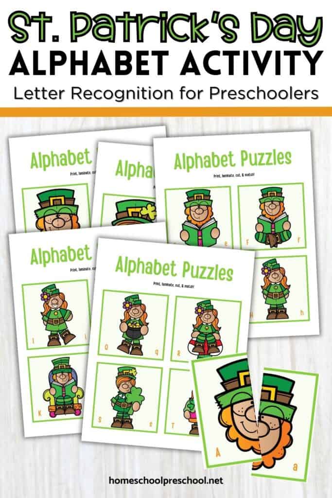 St. Patrick’s Day Alphabet Matching Game for Preschool