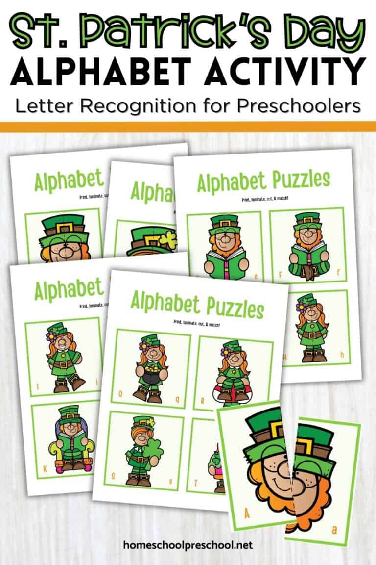 St. Patrick’s Day Alphabet Matching Game for Preschool
