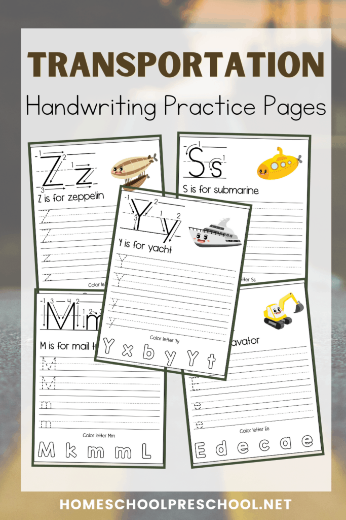 Free Printable Transportation ABC Practice for Preschoolers