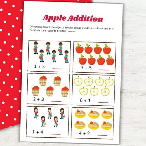 Apple Addition Worksheets for Preschool Math Fun