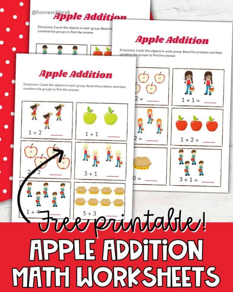 Apple Addition Worksheets for Preschool Math Fun