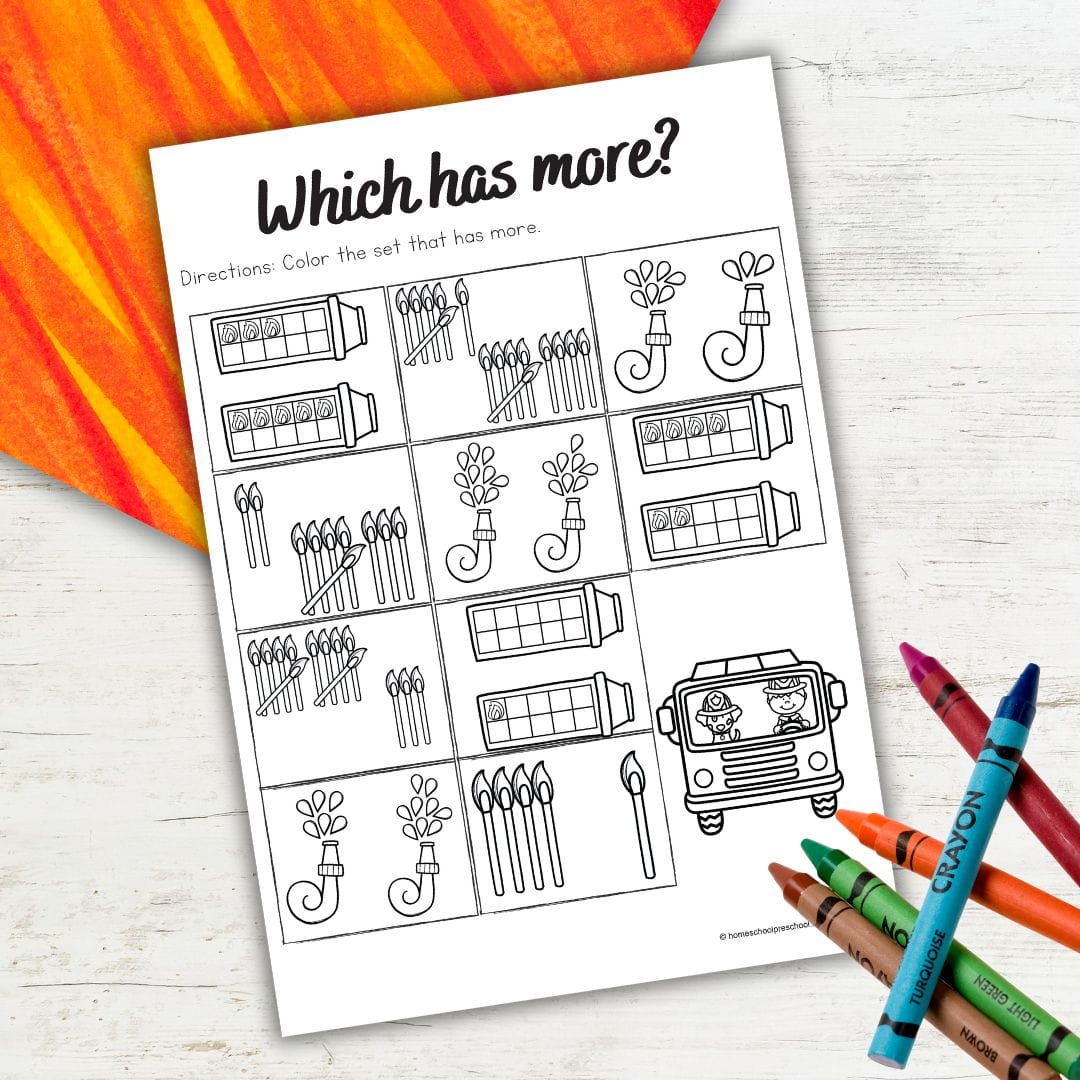 Free Firefighter Math Worksheets for Preschoolers