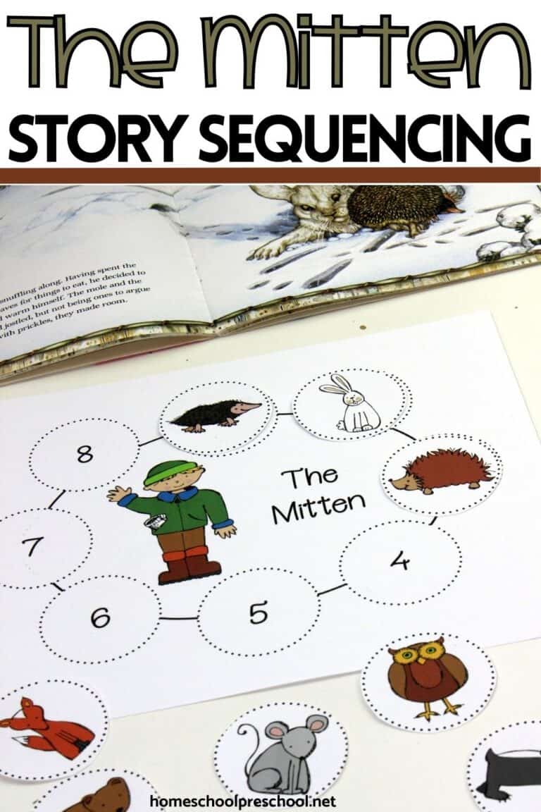 The Mitten Story Sequence Activity for Preschoolers