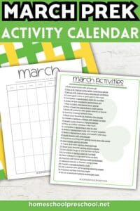 March Preschool Calendar with St. Patrick’s Day & Spring Activities