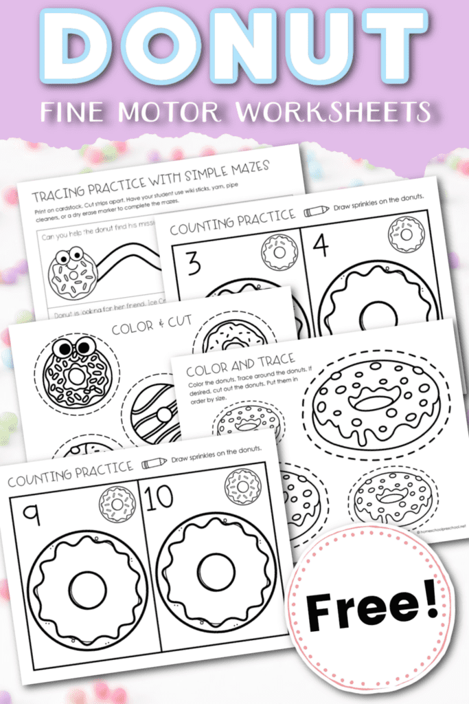 Printable Donut Fine Motor Activities for Preschoolers