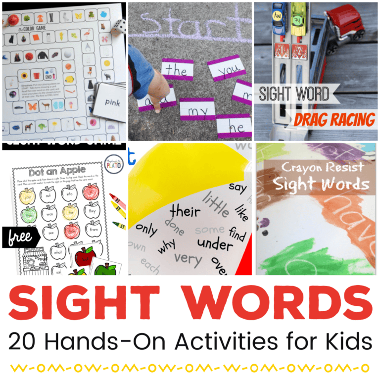 20 Sight Words Hands-On Activities for Kindergarten