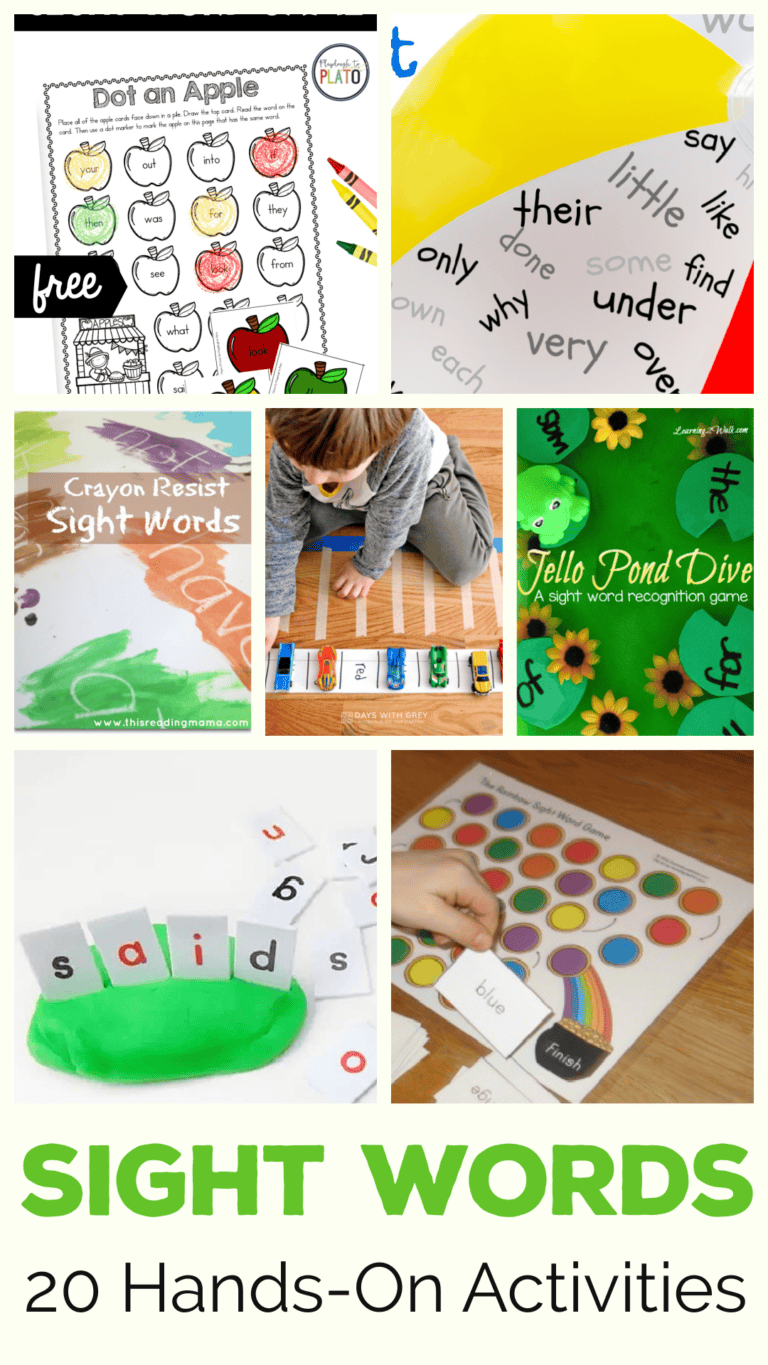 20 Sight Words Hands-On Activities for Kindergarten