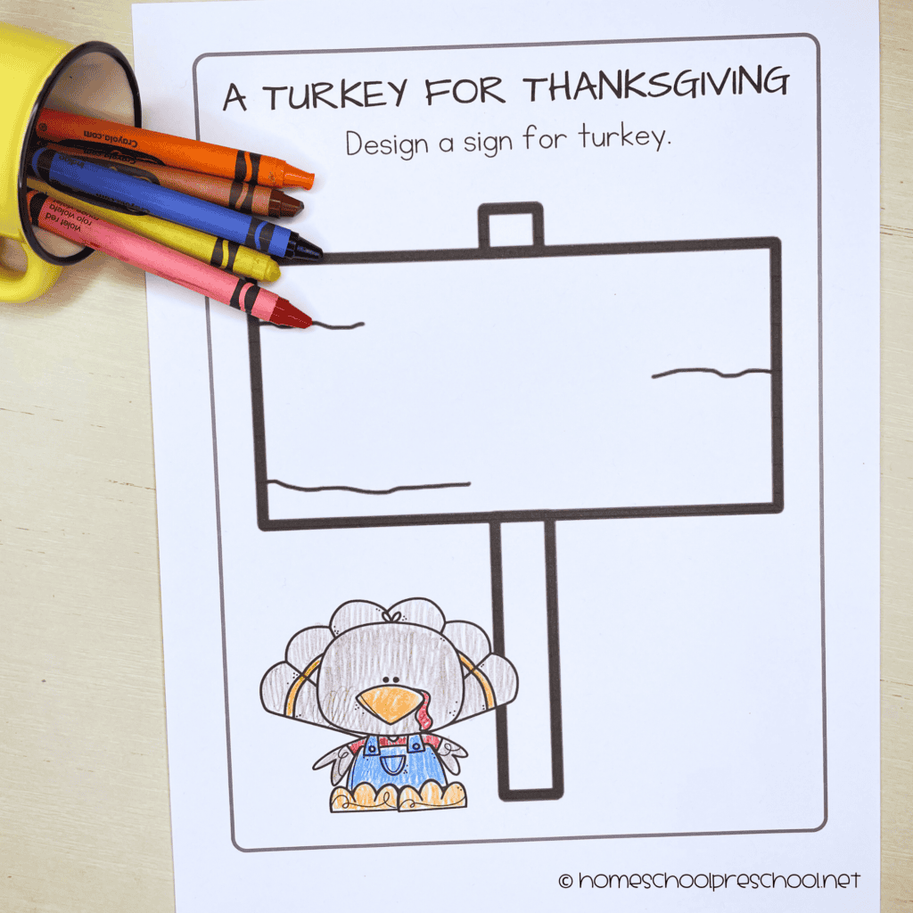 Printable A Turkey for Thanksgiving Activities