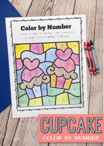 Free Printable Cupcake Color by Number Worksheet