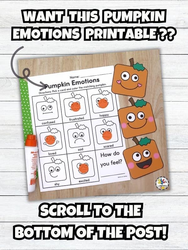 Pumpkin Emotions Sensory Bin (Free Printable Faces)