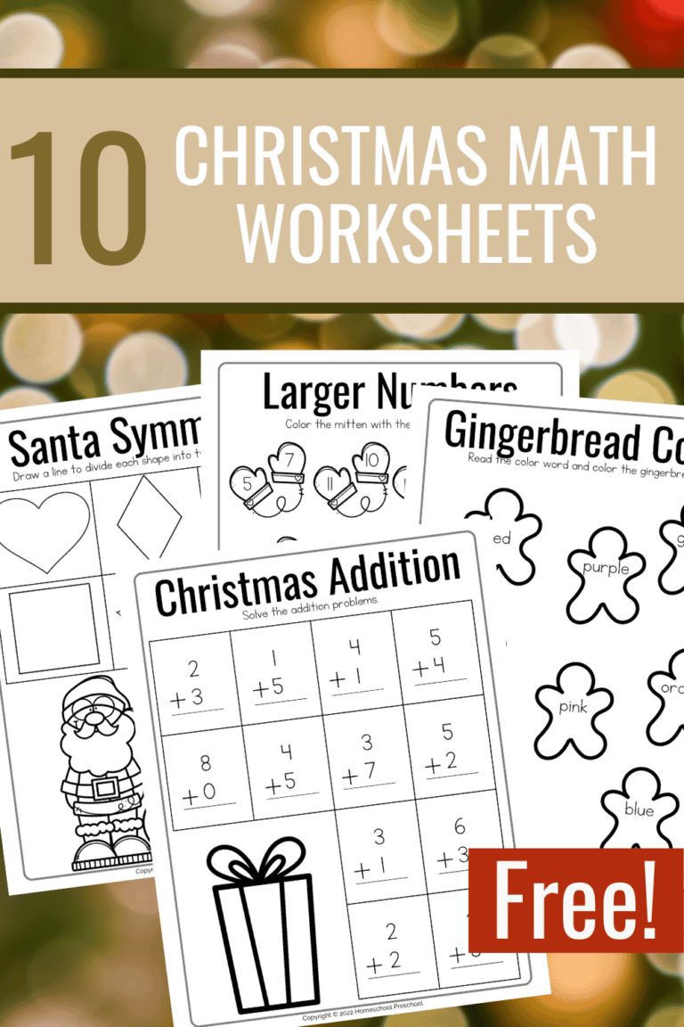Free Printable Kindergarten Christmas Math Worksheets
