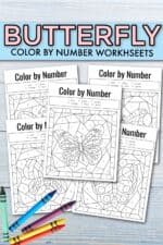 Free Printable Butterfly Color by Number Worksheets