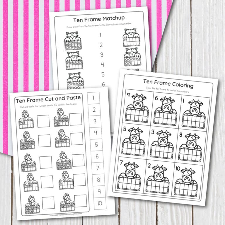 Free Printable Ten Frame Math Worksheets