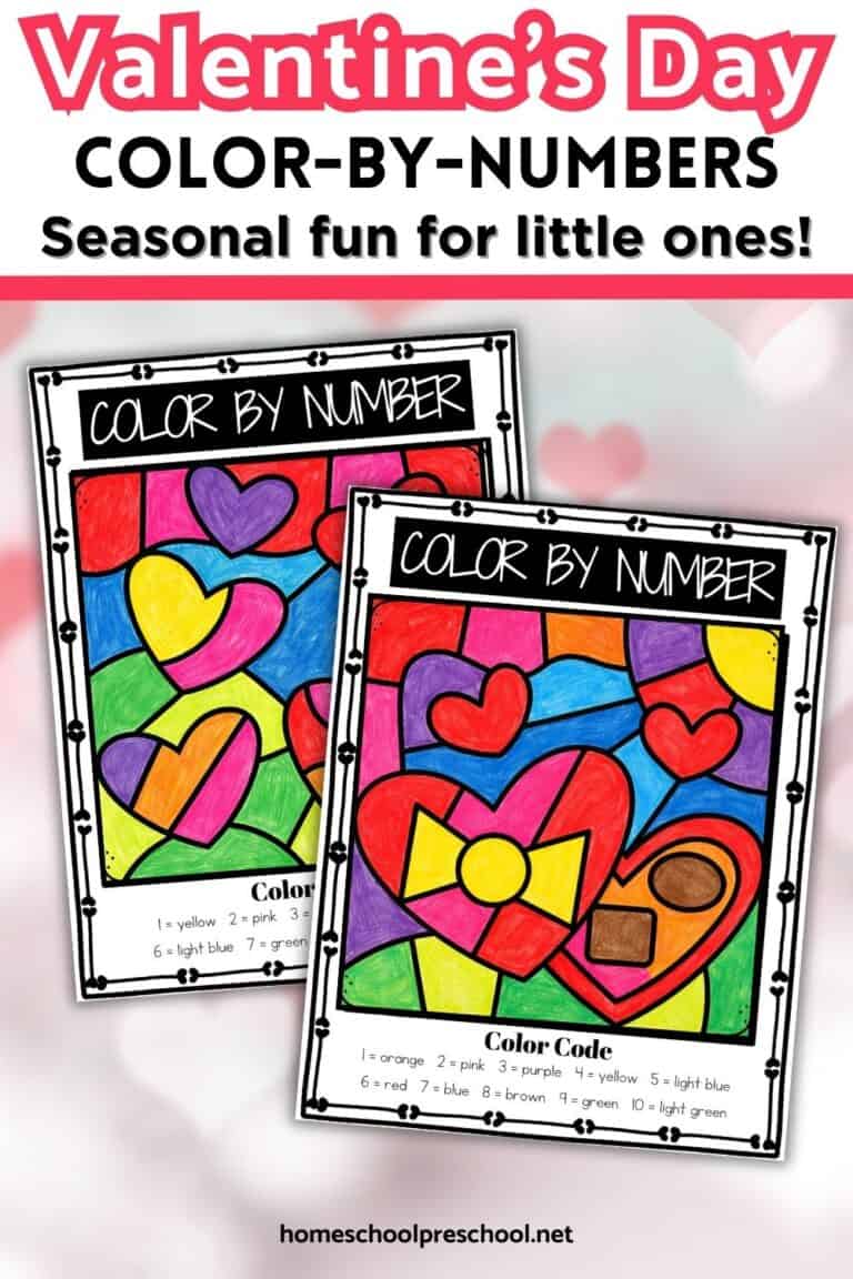 Valentines Day Color by Number (Free Preschool Printables)