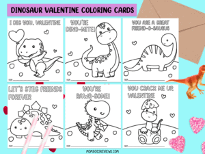 Dinosaur Valentine Cards for Preschoolers (Printable & No-Prep)