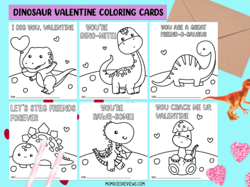 Dinosaur Valentine Cards for Preschoolers (Printable & No-Prep)