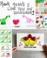 Dinosaur Valentine Cards for Preschoolers (Printable & No-Prep)