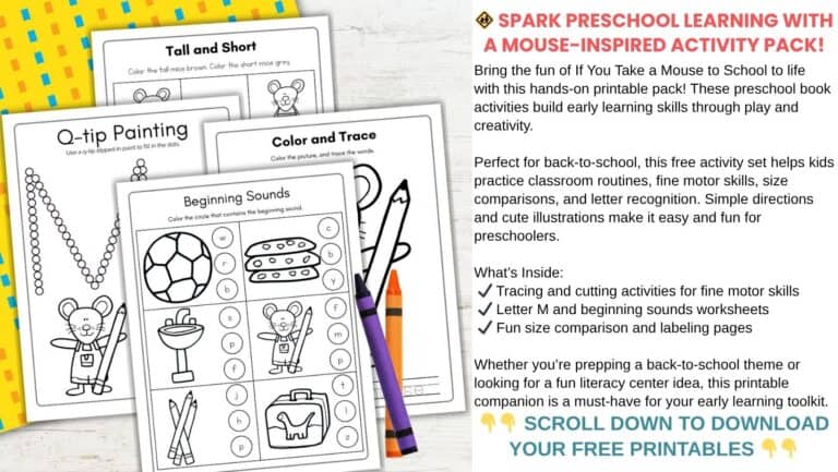 Free If You Take a Mouse to School Activities for Preschoolers