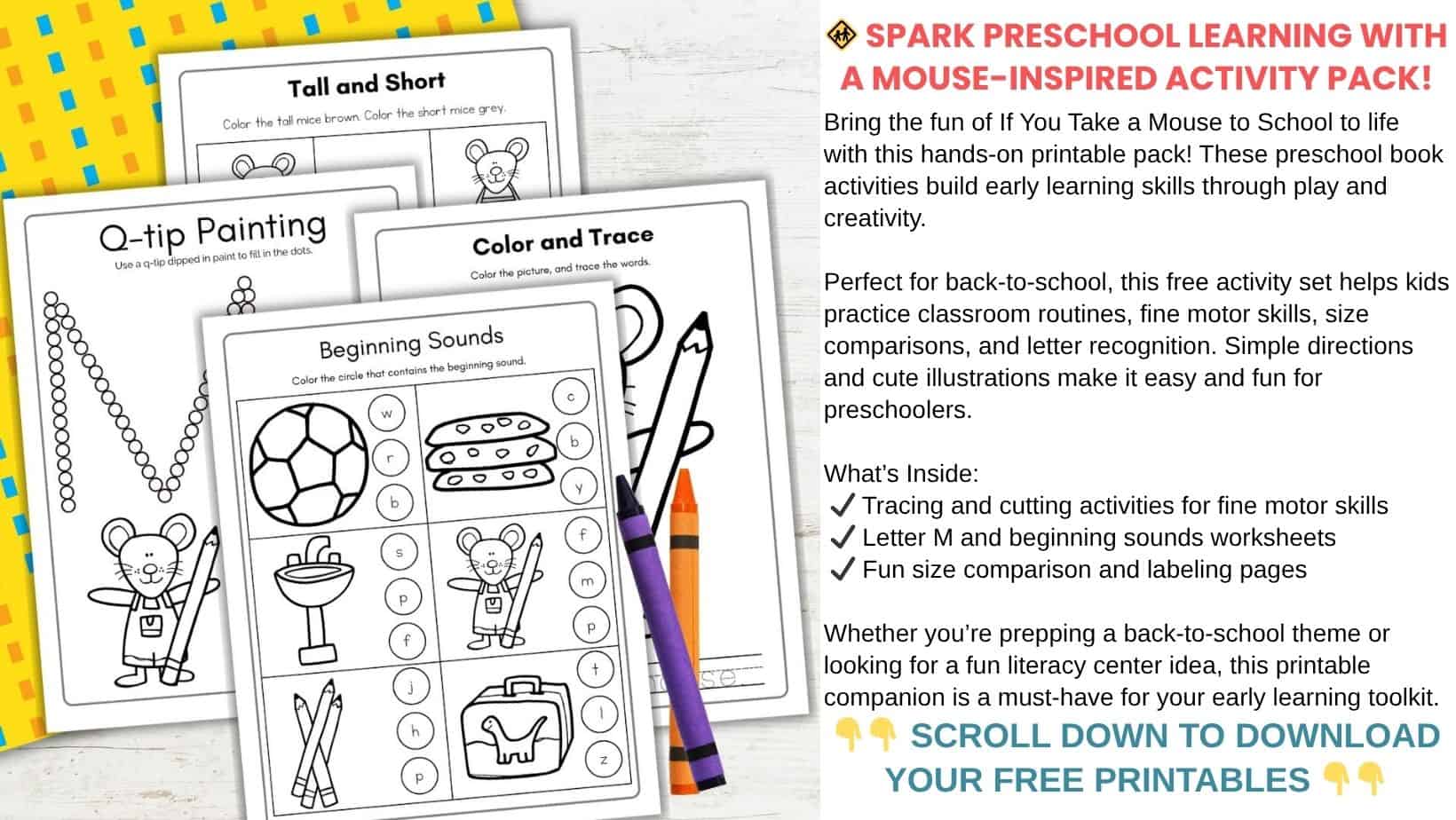 Activities for If You Take a Mouse to School | Free PreK Printables