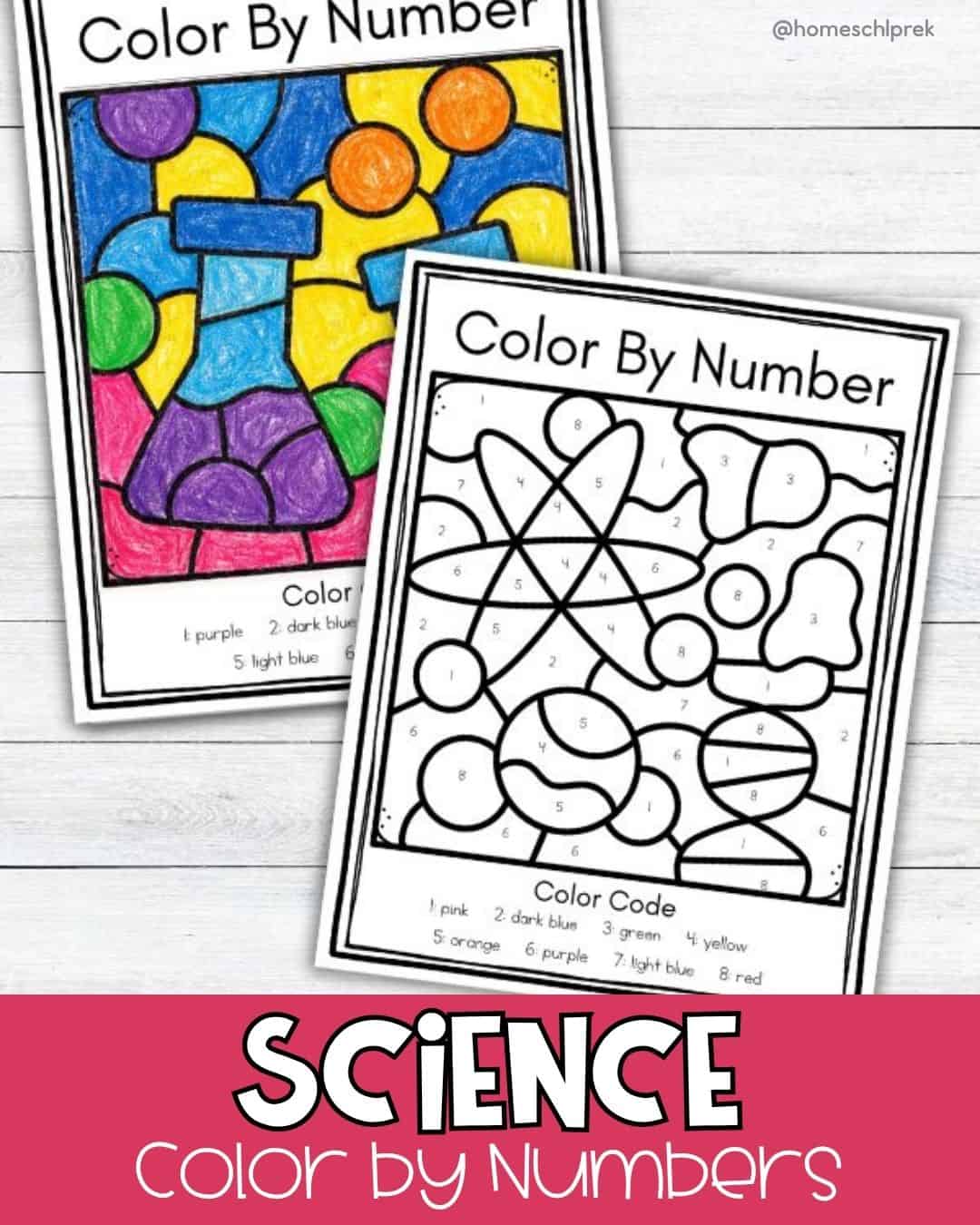 Science Color by Number Worksheets for Preschoolers