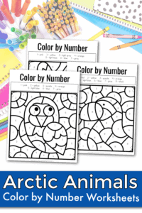 Free Arctic Animals Color by Number Worksheets for Preschoolers