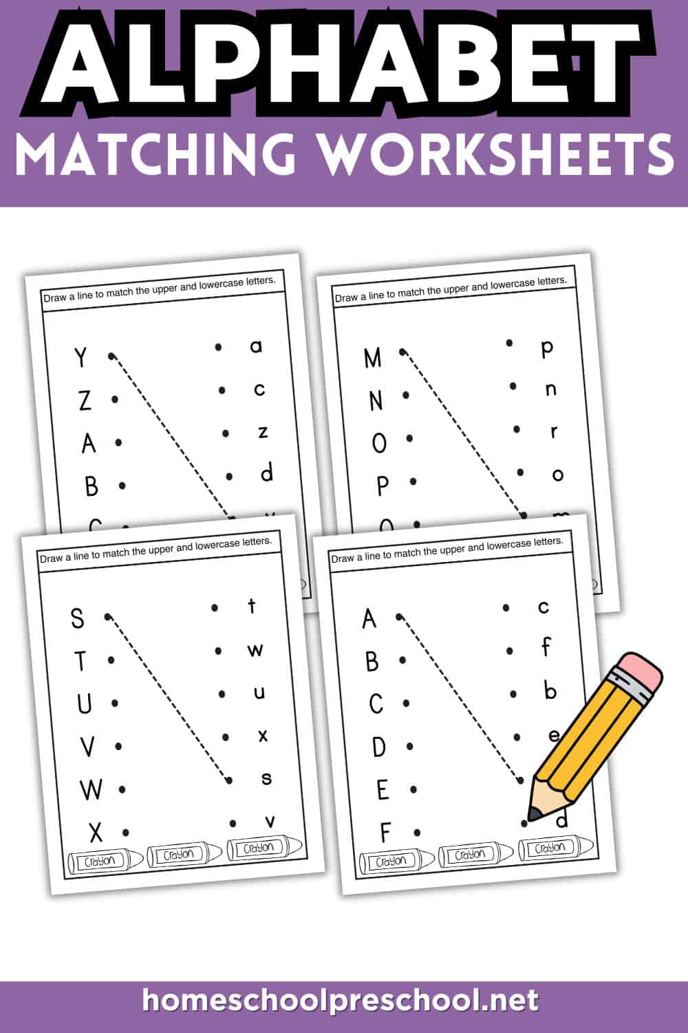 Letter Matching Printable for Preschool (Draw-a-Line)