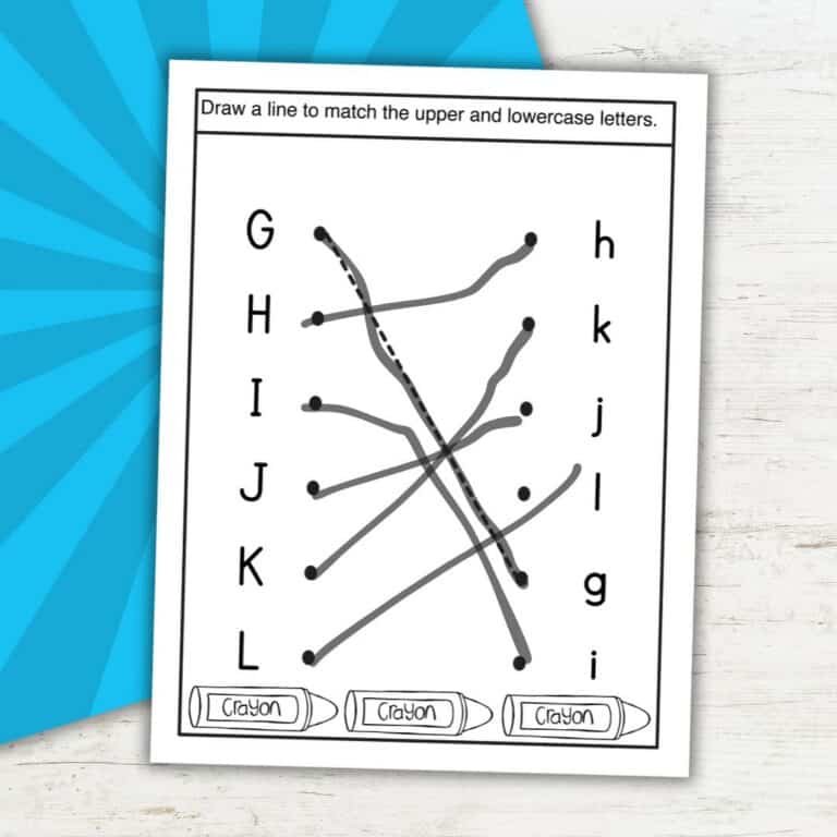 Letter Matching Printable for Preschool (Draw-a-Line)