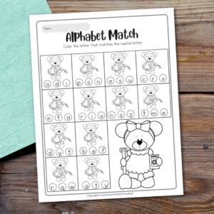 Teddy Bear-Themed Alphabet Letter Matching Worksheets